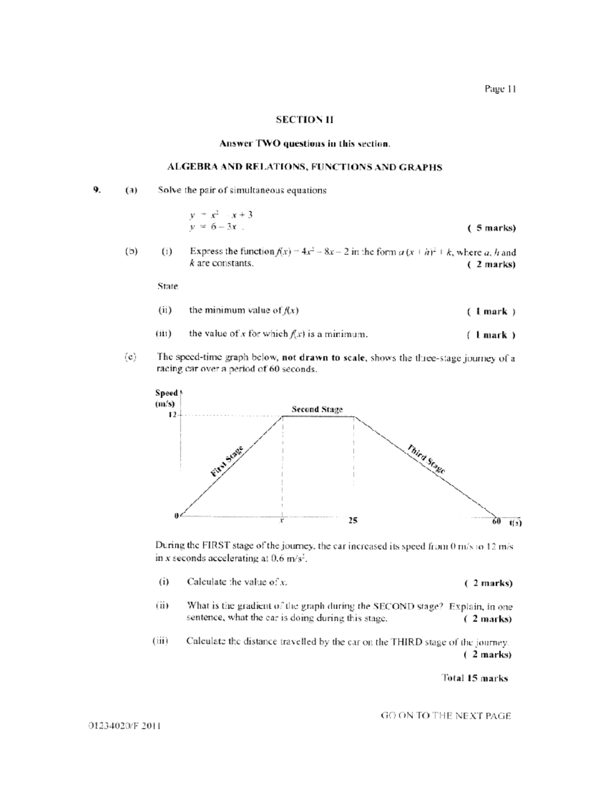 CSEC Math 2011 Exam Solutions: Algebra, Functions & Graphs - Studocu