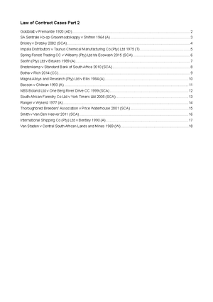 Law of Contract Case Summaries Complete - Case Legal Issue Legal ...