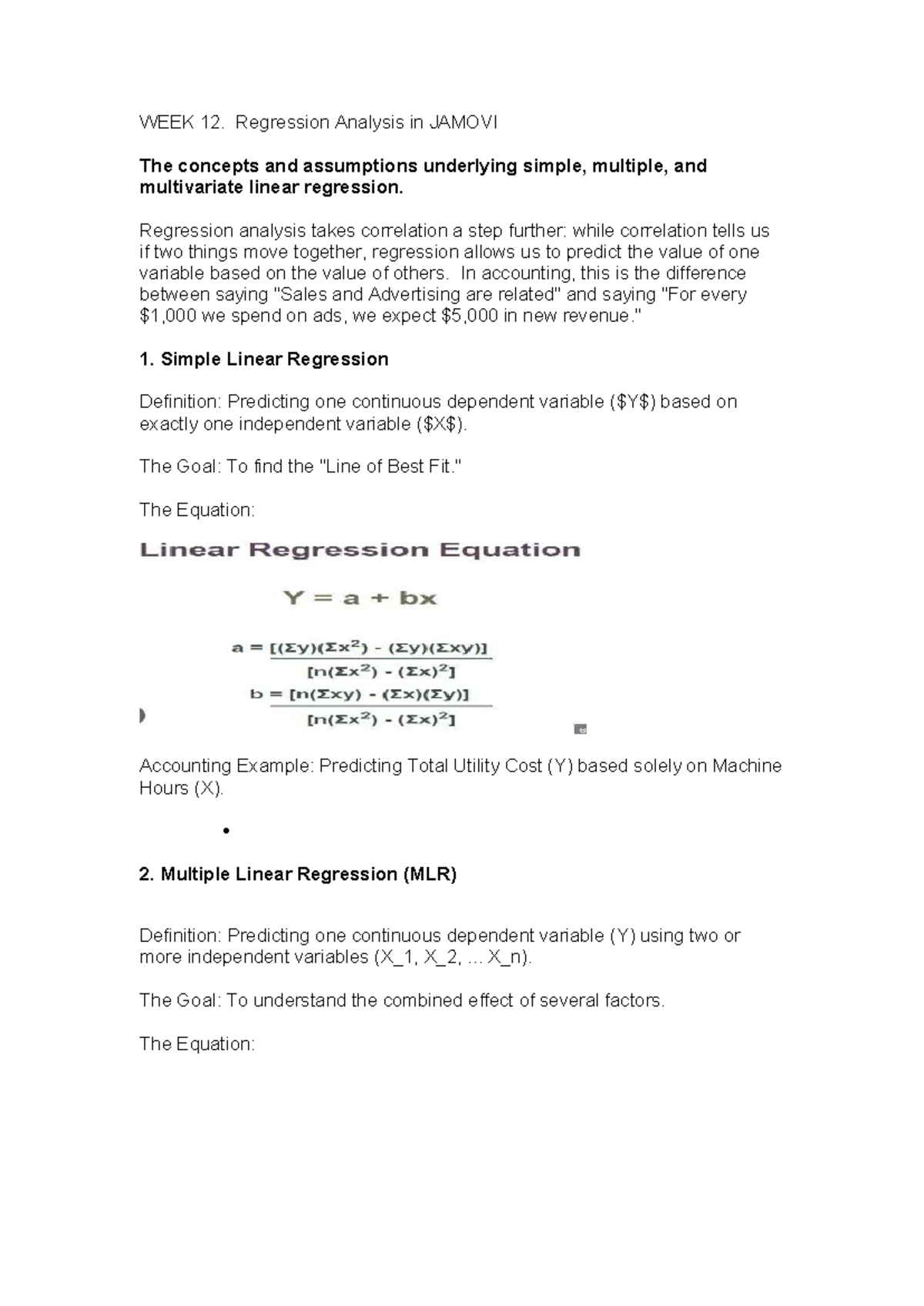 WEEK 12 - Regression Analysis in Statistics: Simple, Multiple ...