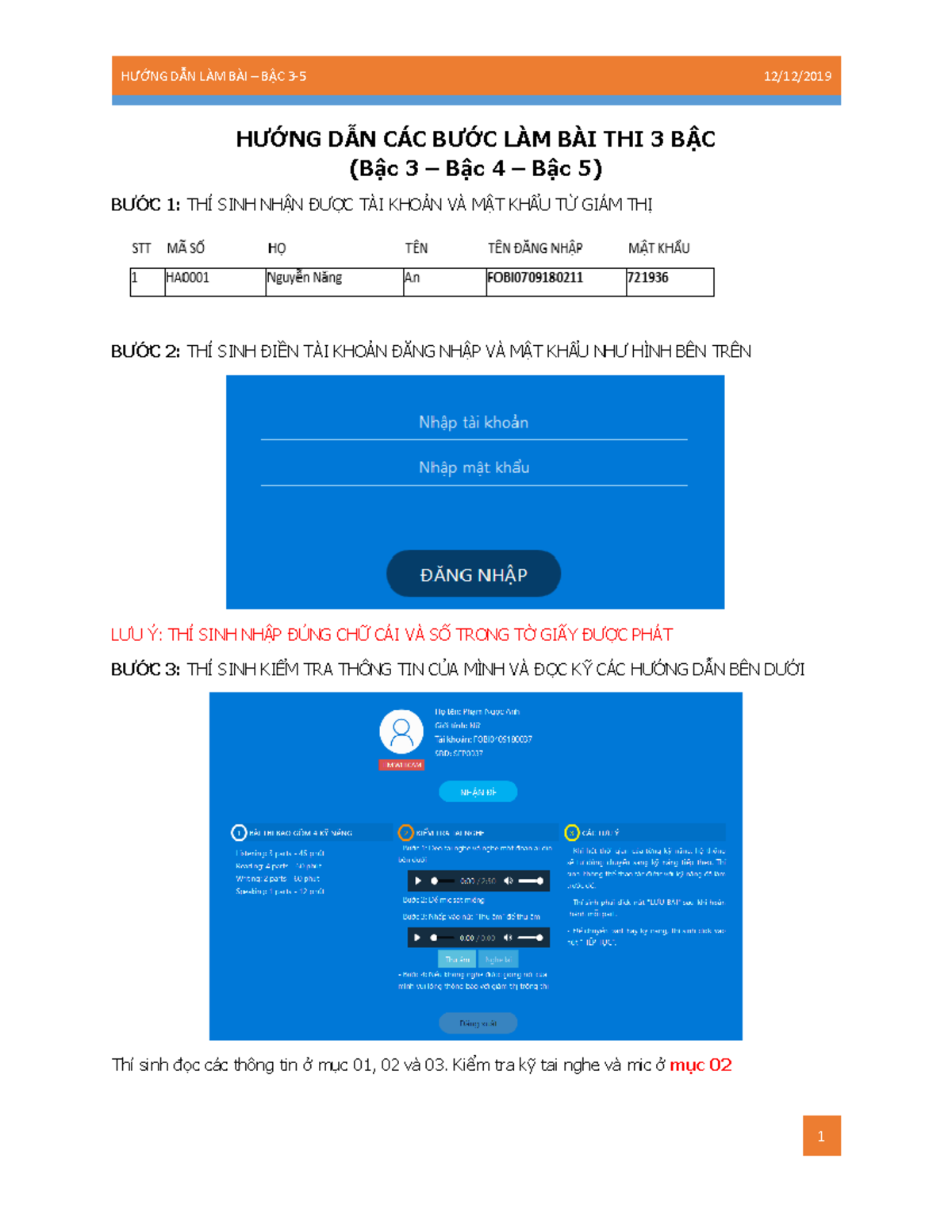 HƯỚNG DẪN CÁC BƯỚC LÀM BÀI THI ĐGNLNN BẬC 3-5 - Studocu