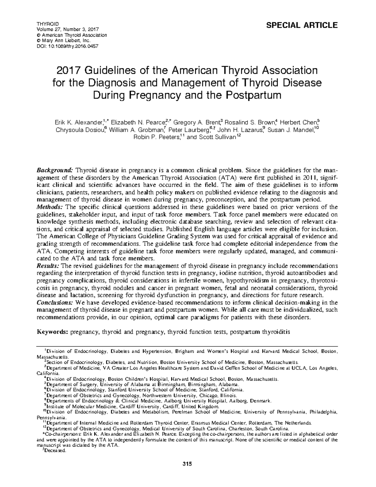 ATA 2017 Guidelines for Thyroid Disease in Pregnancy and Postpartum ...