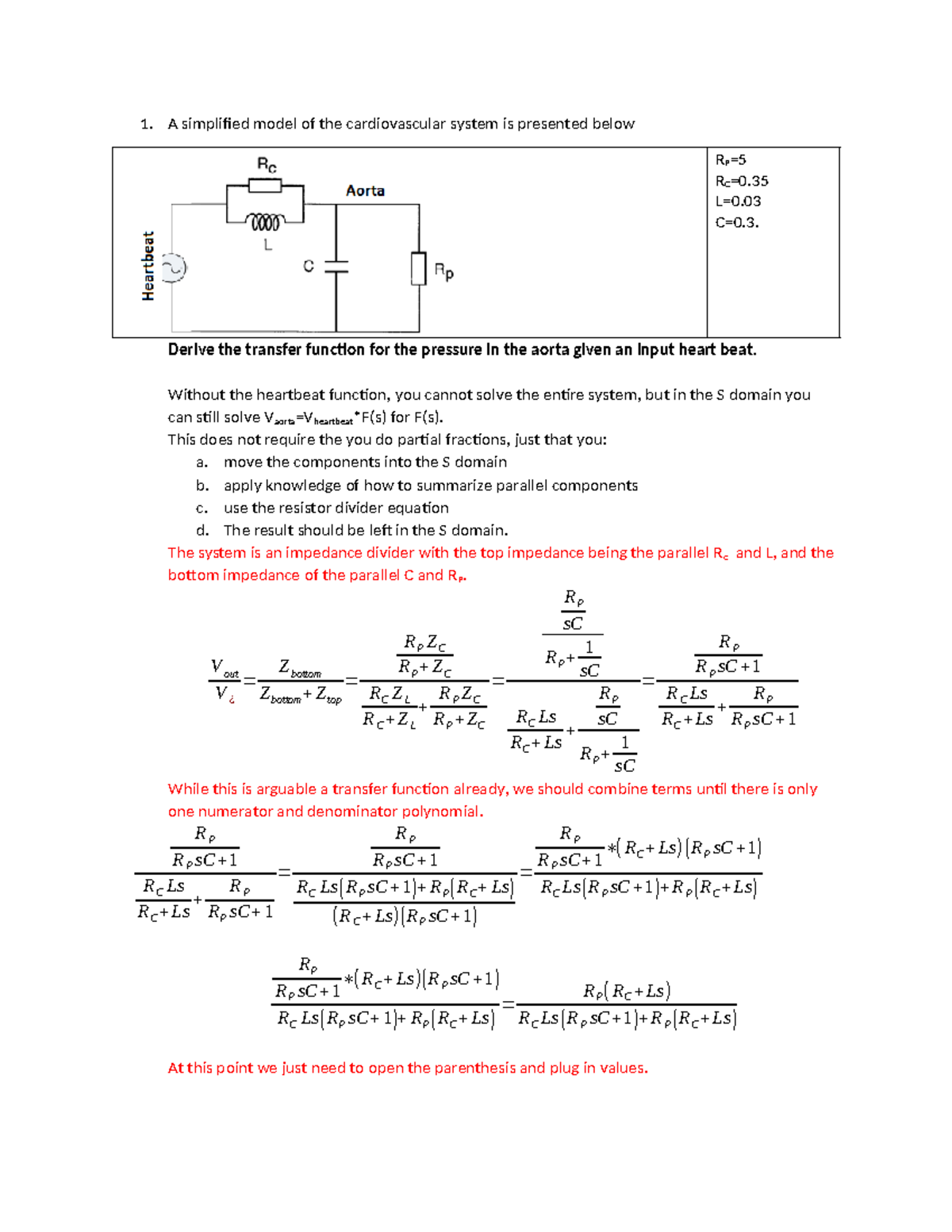 Question Set 5 AK 2025f - Cardiovascular System Transfer Function ...