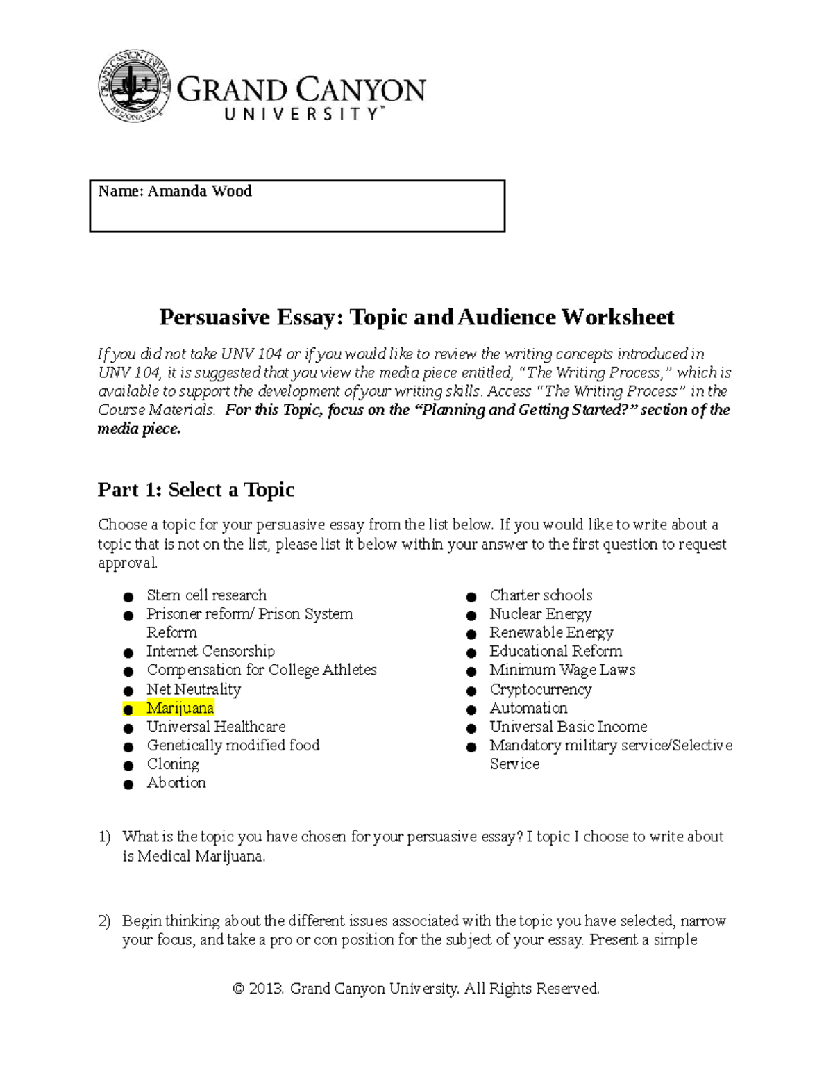 PHI105 T1 Persuasive Essay Topicand Audience Worksheet(fin) (2) - Name ...