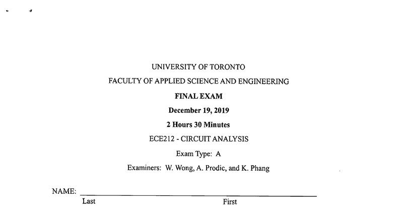 ECE212F 2019 UofT - Final Exam Practice Questions - Studocu