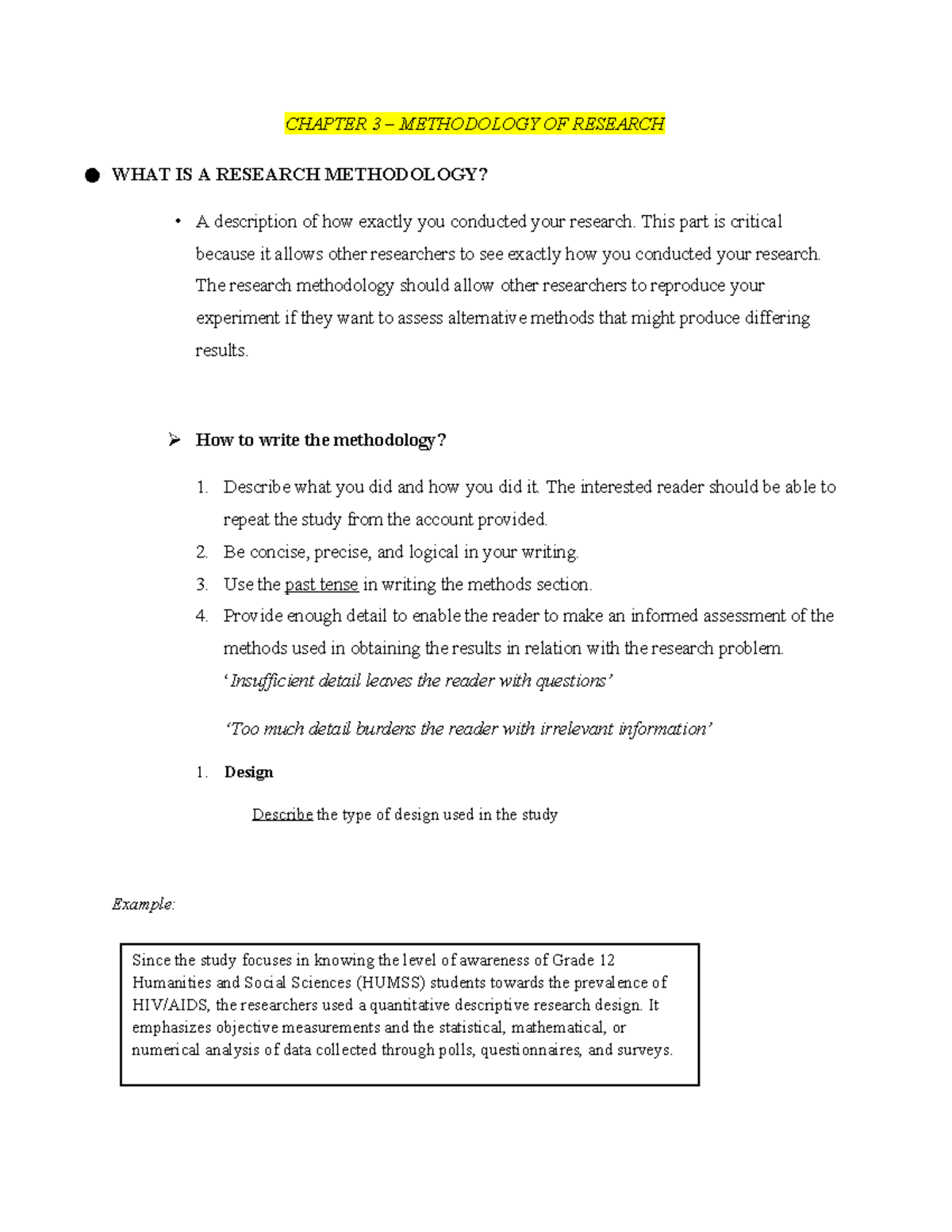 CHAPTER 3 METHODOLOGY OF RESEARCH: Guidelines for Writing - Studocu
