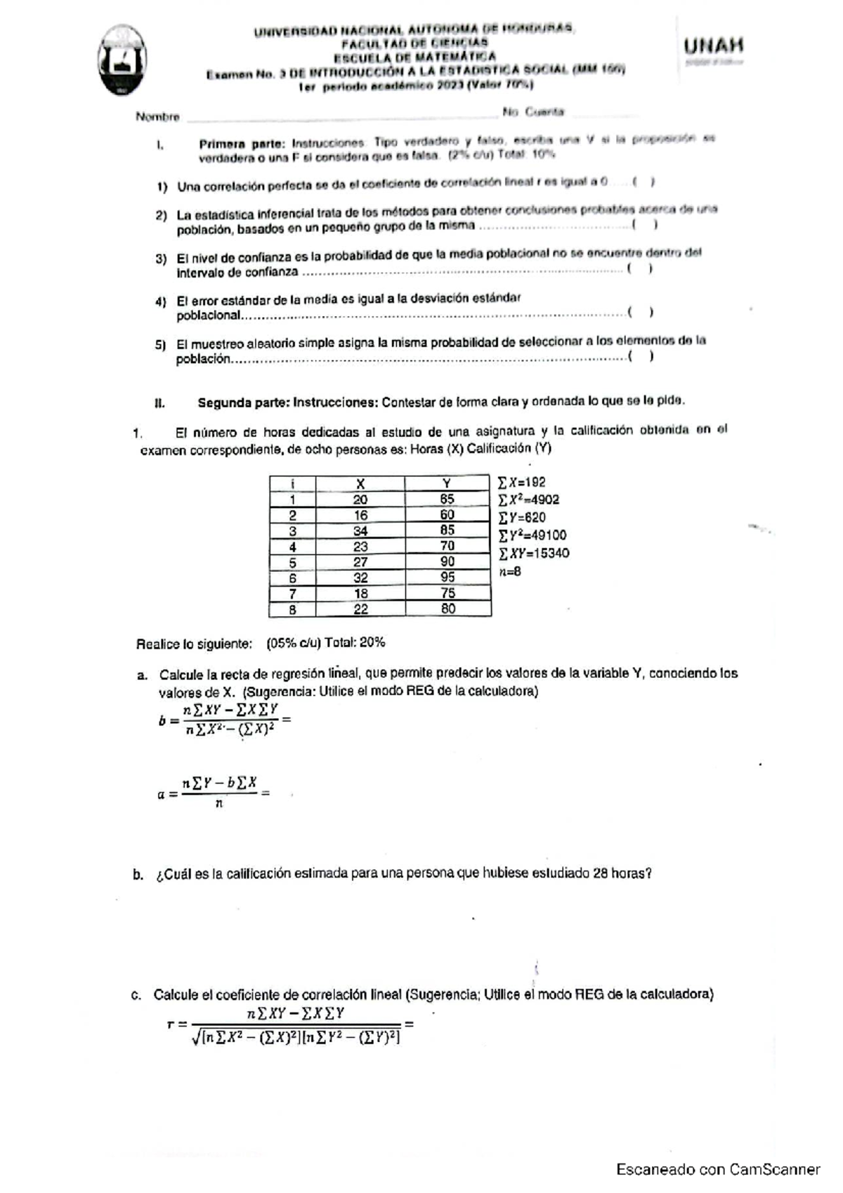Exa 3 MM100 - Examen de Práctica en Estadística Social 2023 - Studocu