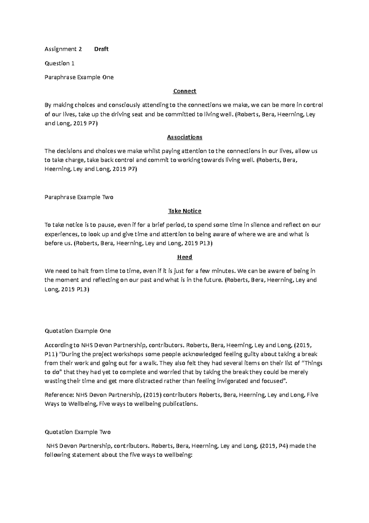 Assignment 2 Draft: Paraphrasing and Quotation Examples - Studocu