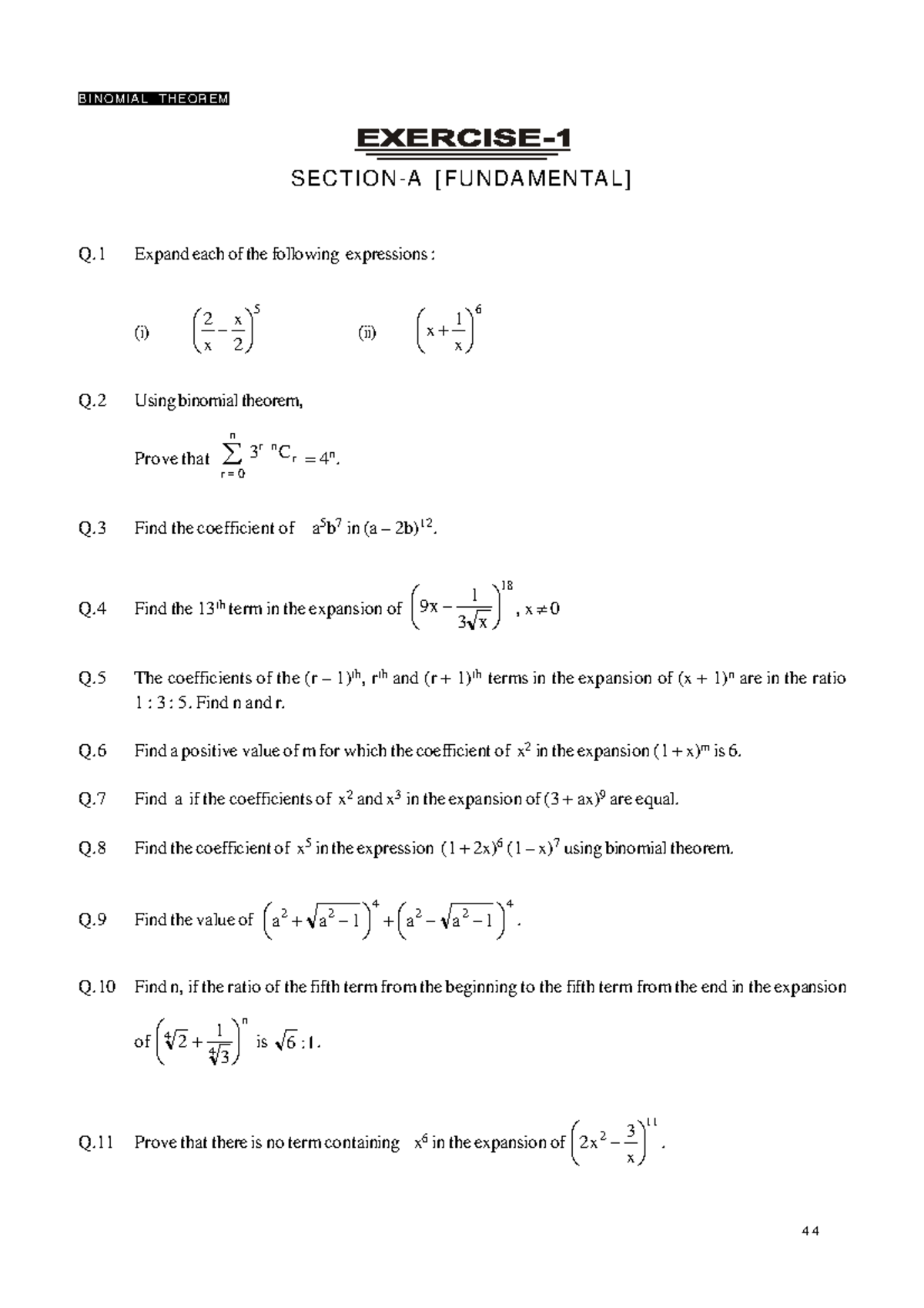 BI NOMI AL T HEOR EM - JEE Main Exam Preparation Notes - Studocu
