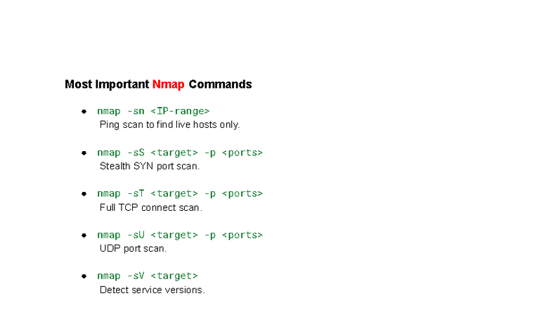 Most Important Nmap & Metasploit Commands for Cybersecurity - Studocu