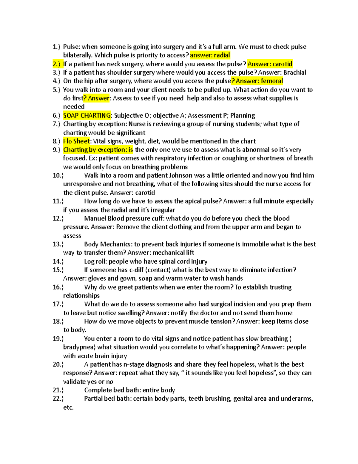 Nursing Assessment Techniques: Pulse Checks & Charting (FILE 7673 ...