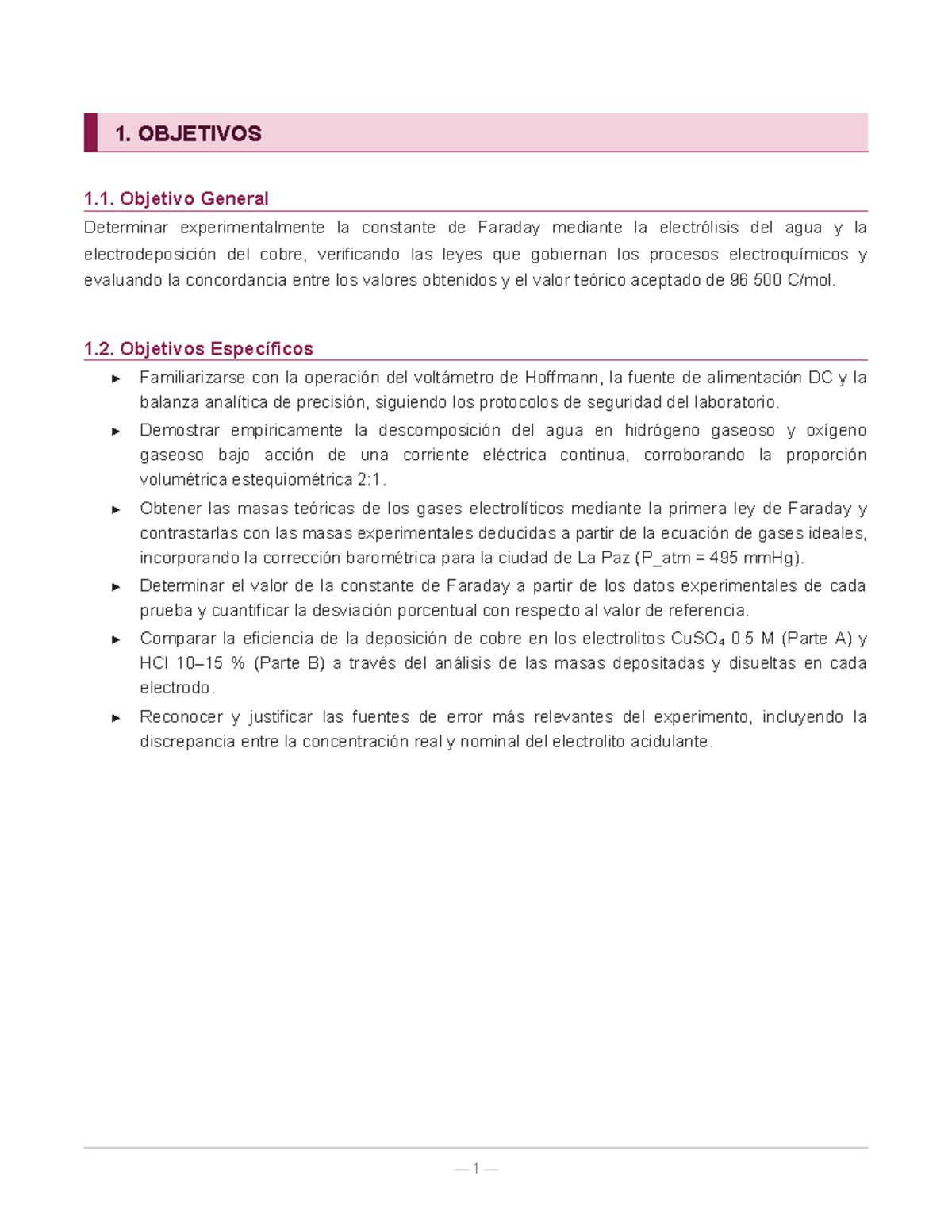 Informe de Laboratorio 9: Electroquímica - Constante de Faraday - Studocu
