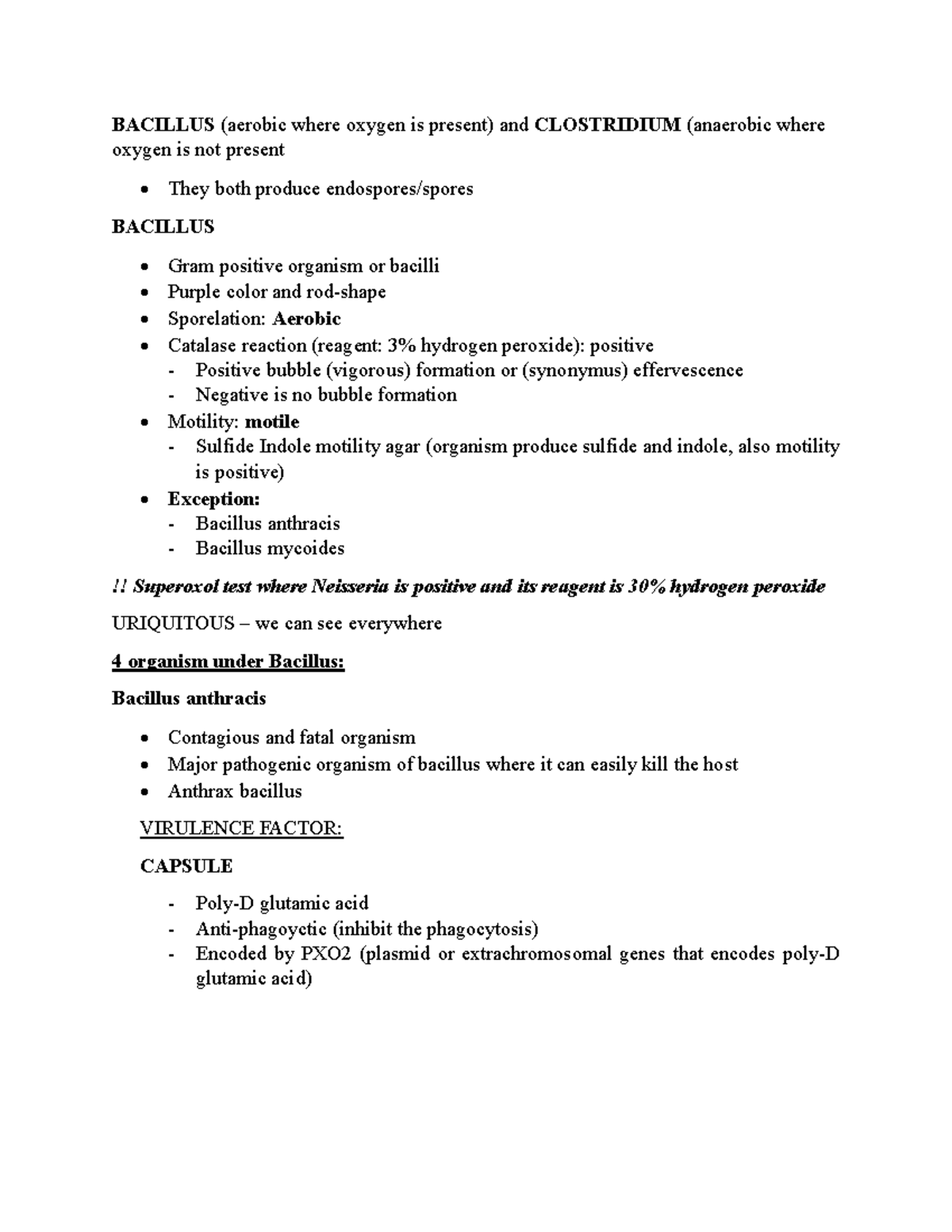 Bacillus and Clostridium: Key Notes on Gram-Positive Organisms - Studocu