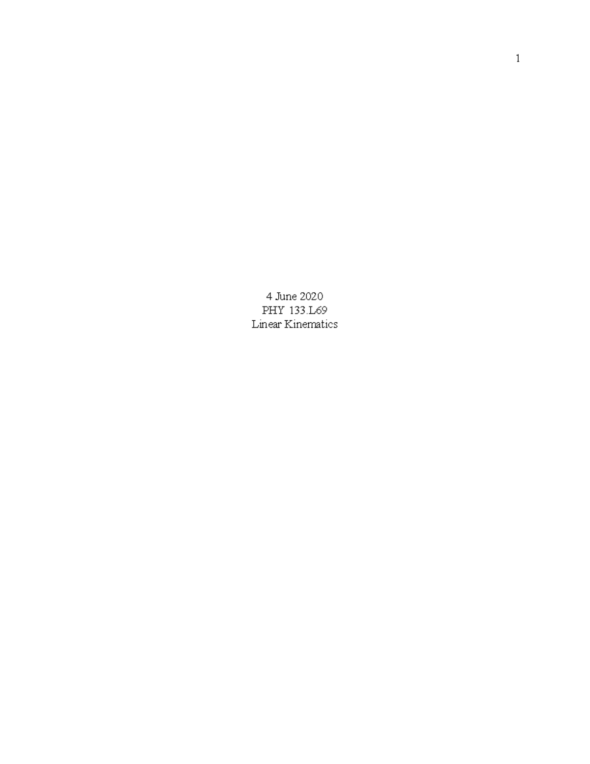 PHY 131 Lab 1 - Exploring Linear Kinematics with iOLab Data - Studocu