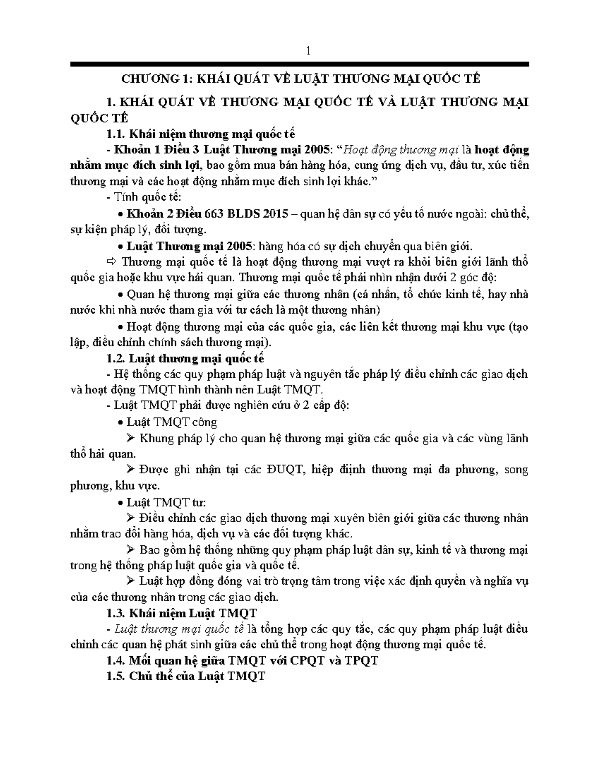 Ltmqt - Lý thuyết và Tổng quan Luật Thương mại Quốc tế - Studocu