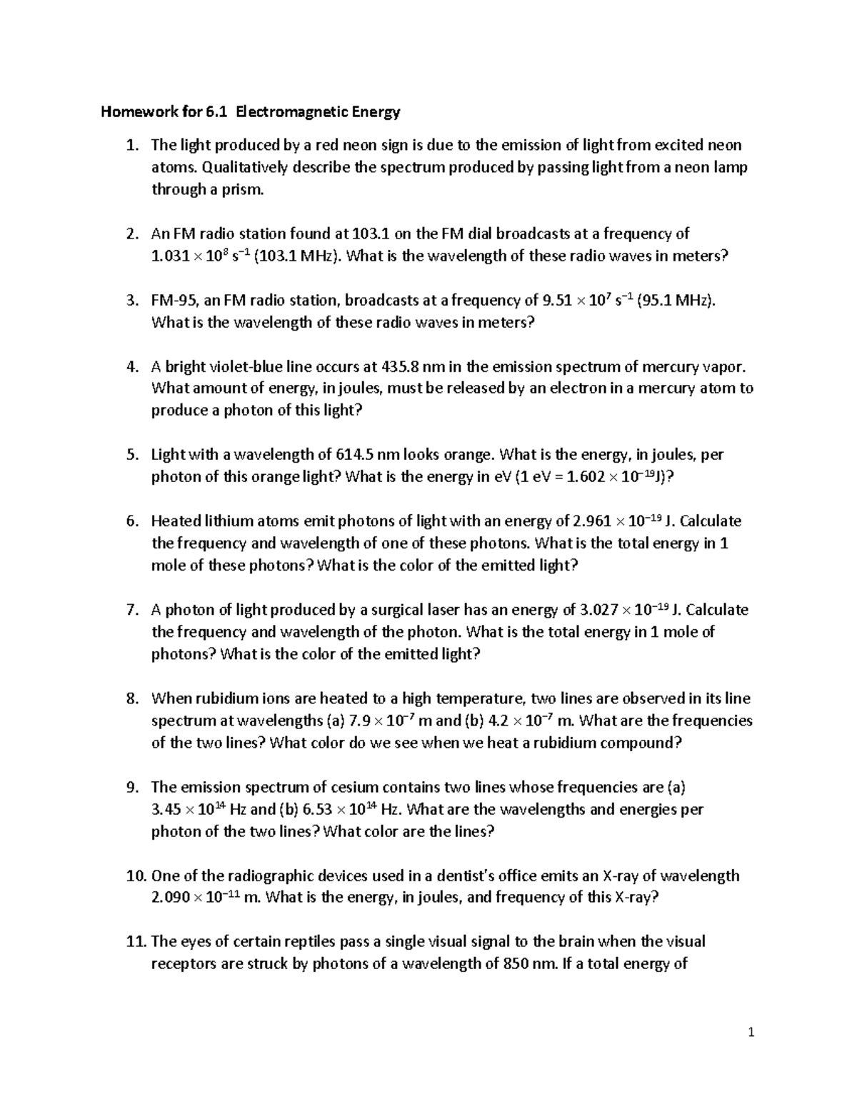 Homework for 6.1-6.5: Electronic Structure & Periodic Properties - Studocu