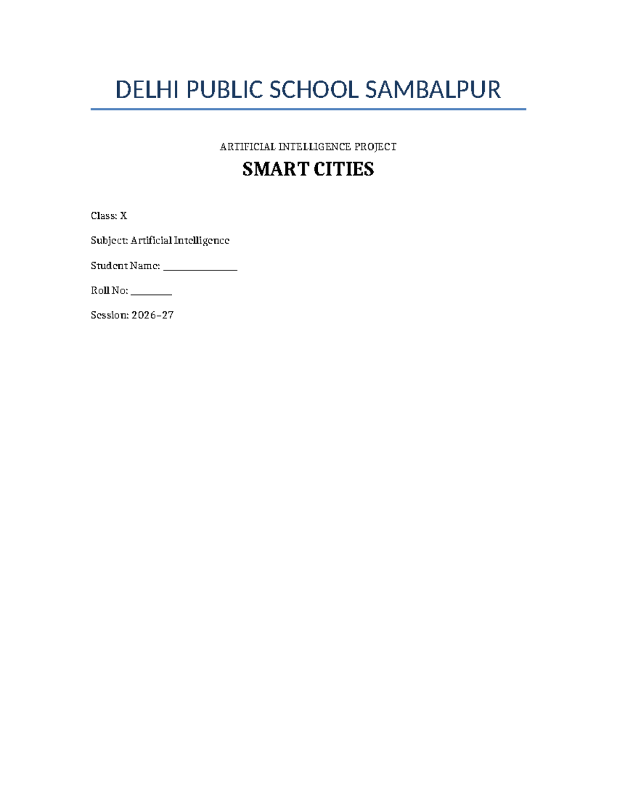 DPS Class 10 AI Project: Smart Cities Overview & Diagrams - Studocu
