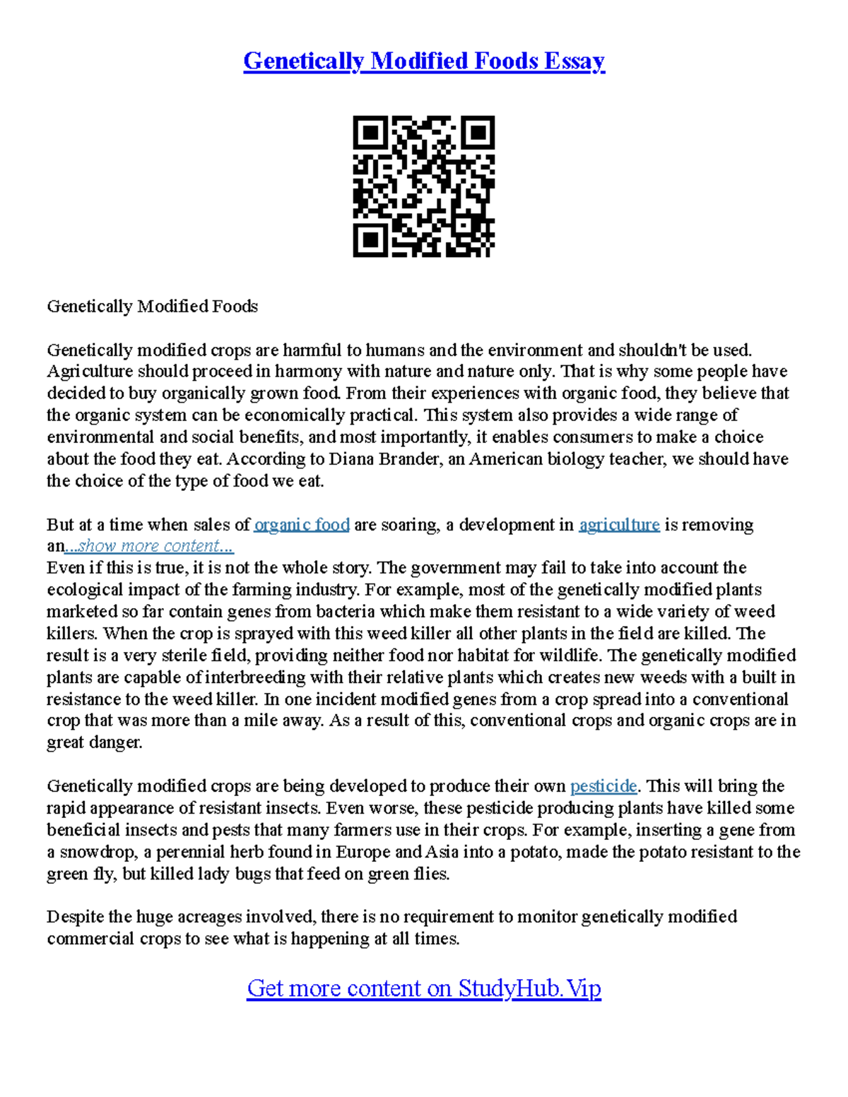 Essay On Genetically Modified Foods - Genetically Modified Foods Essay ...