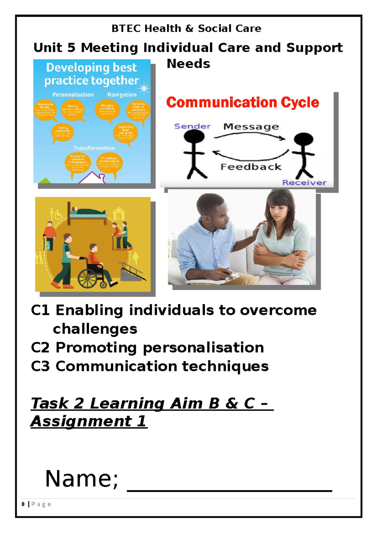 U5 Health & Social Care: Meeting Individual Care Needs - Learning Aim C ...