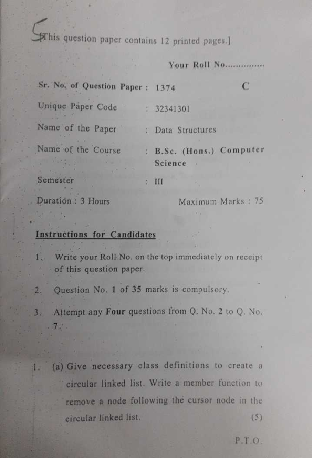 Data Structures 2022 PYQ - Question Paper and Solutions Analysis - Studocu