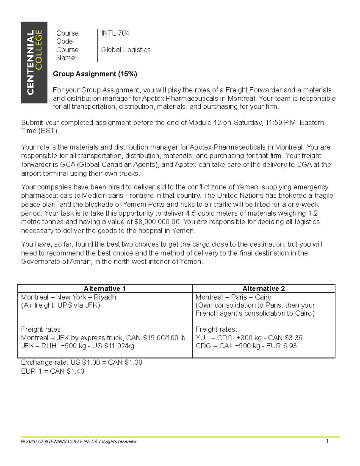 INTL704-Mod-07-Group Assignment - Course Code: INTL 704 Course Name ...