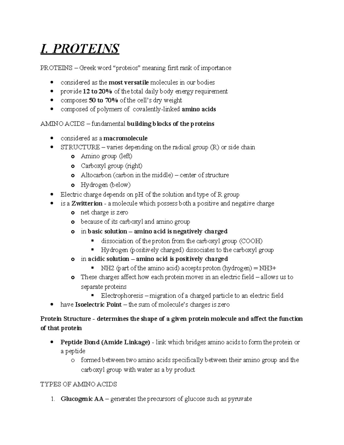 Proteins (Lecture Notes): Structure, Function, and Classification - Studocu