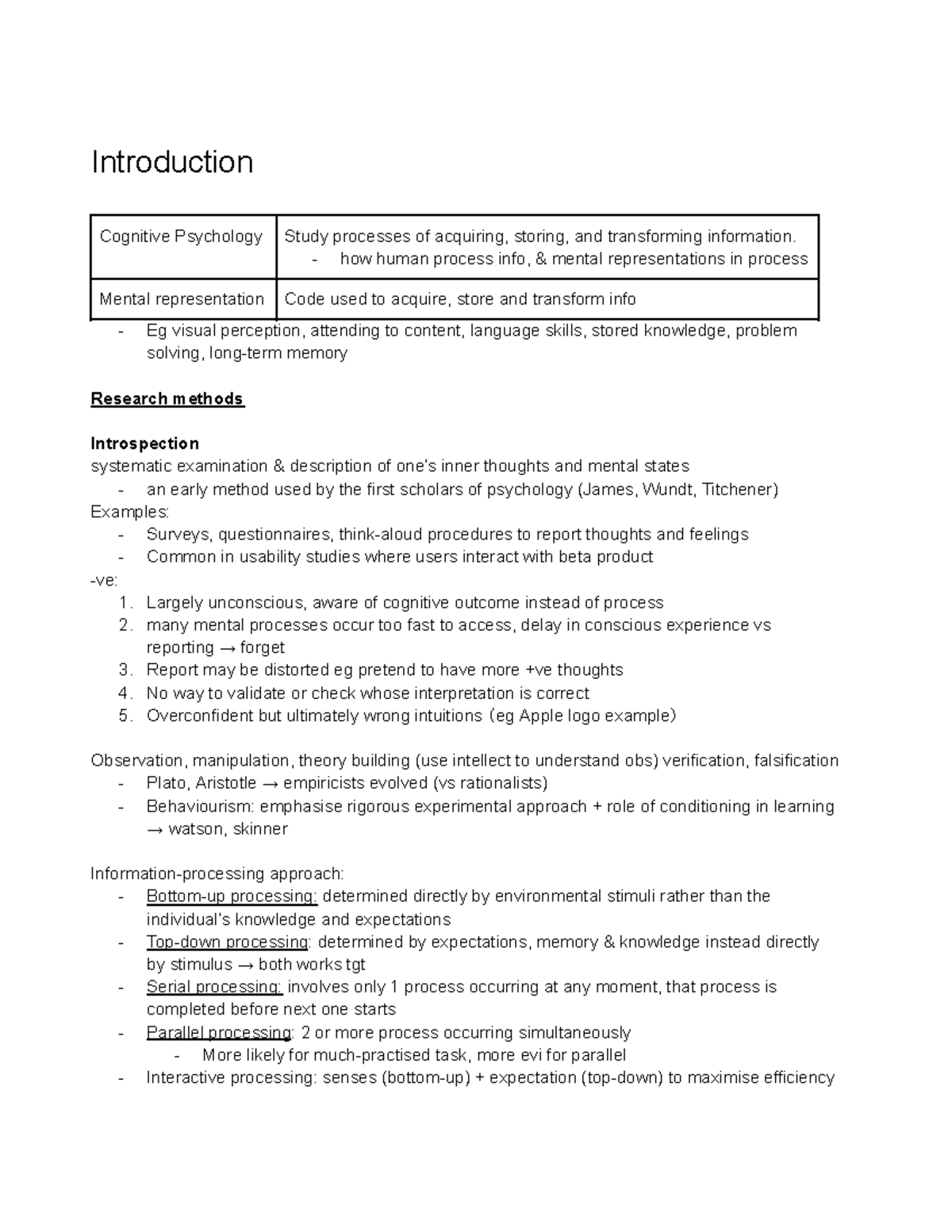 Cognition Notes for PL3103: Understanding Mental Processes and ...