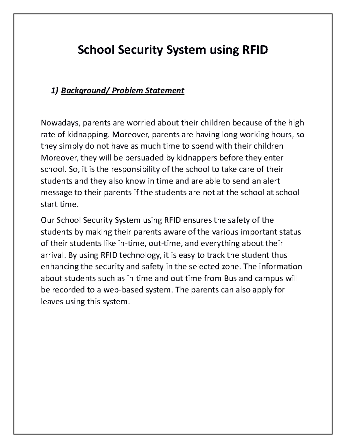 A243 - mini project - School Security System using RFID 1) Background ...