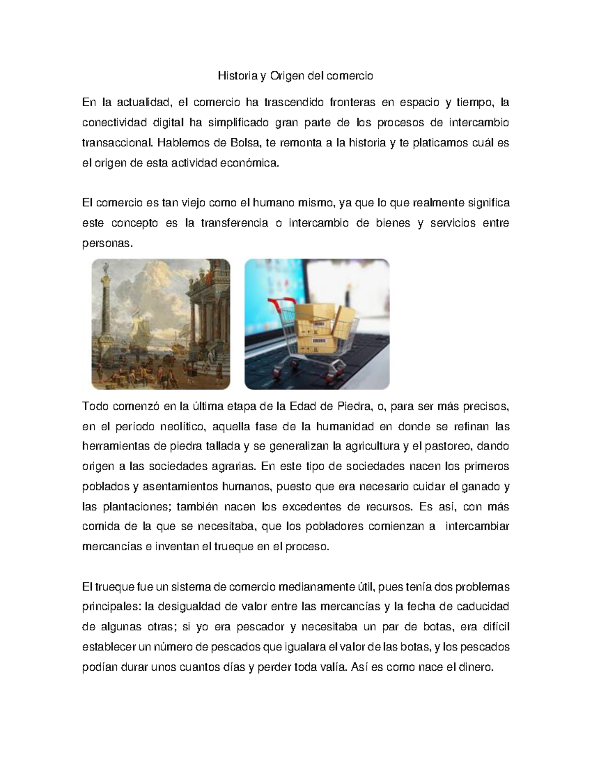 Historia y Origen del Comercio: Desde el Trueque hasta el E-commerce ...