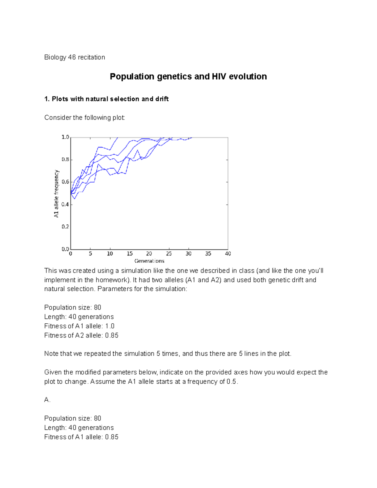 Biology 46 Recitation: Population Genetics & HIV Evolution - Studocu