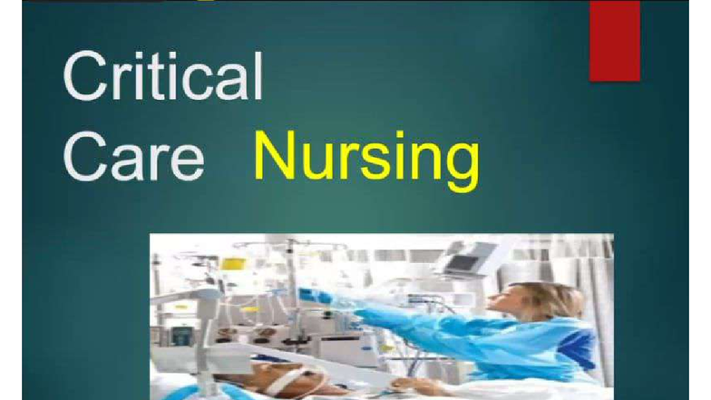 NCMB418 Critical Care Nursing Concepts and Ethics Overview - Studocu