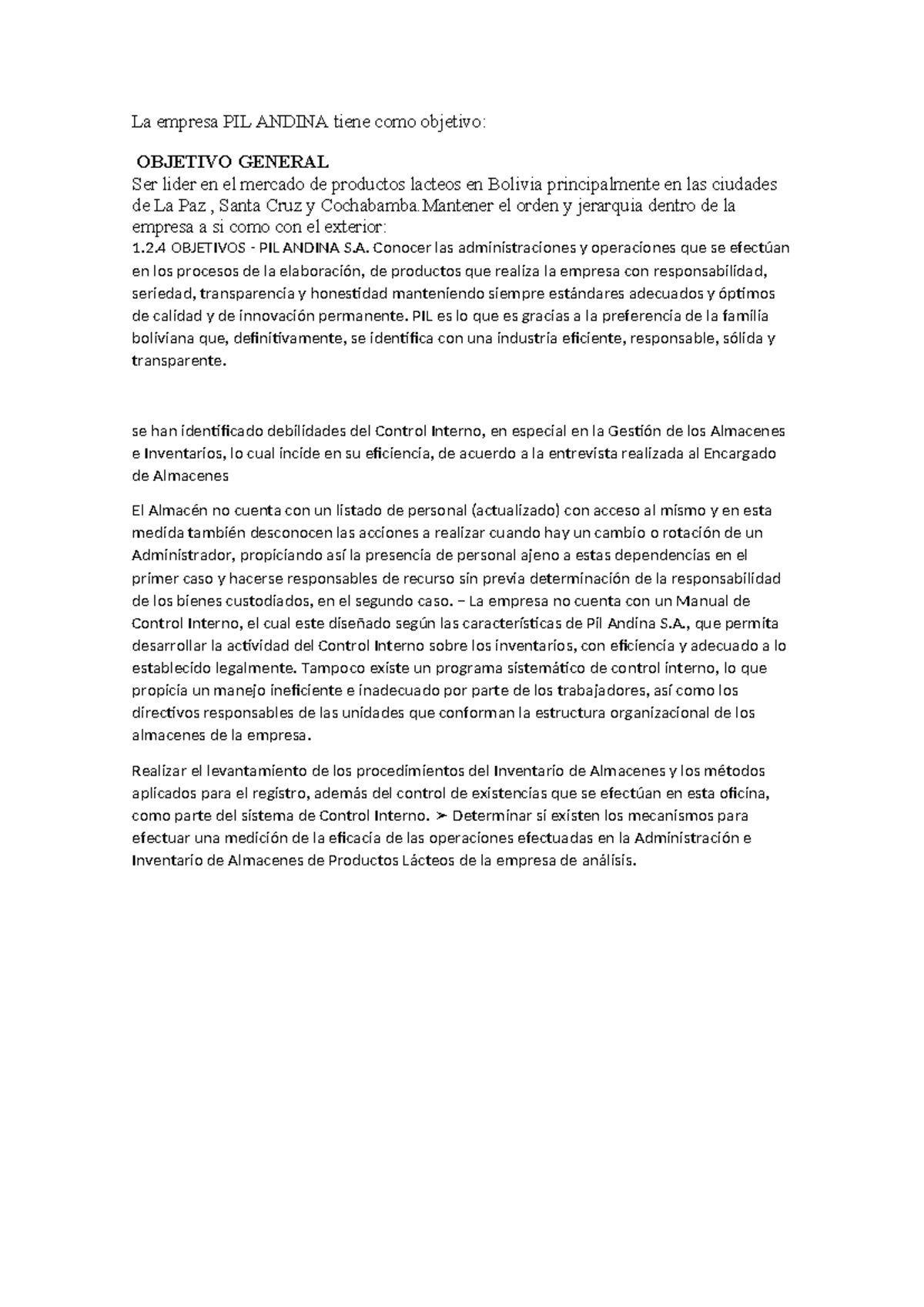 Análisis de Control Interno en PIL Andina S.A. y Gestión de Inventarios ...