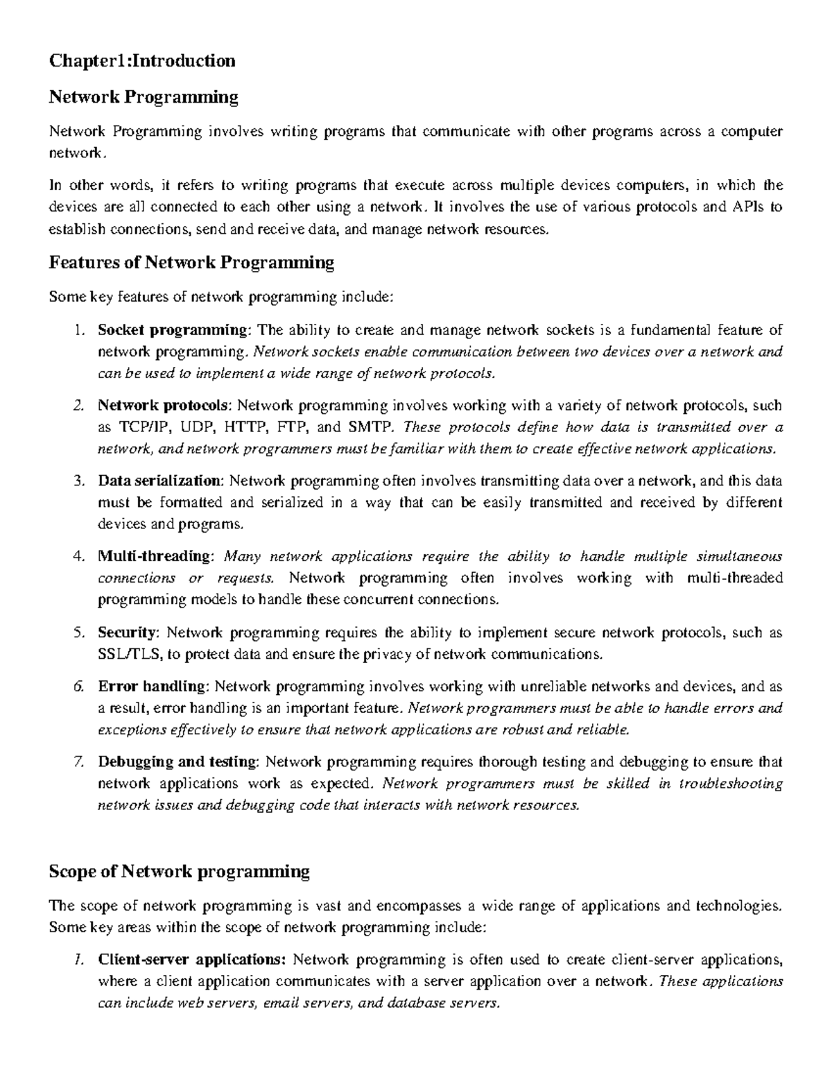 Network Programming: Chapter 1 - Introduction to Concepts and Features - Studocu