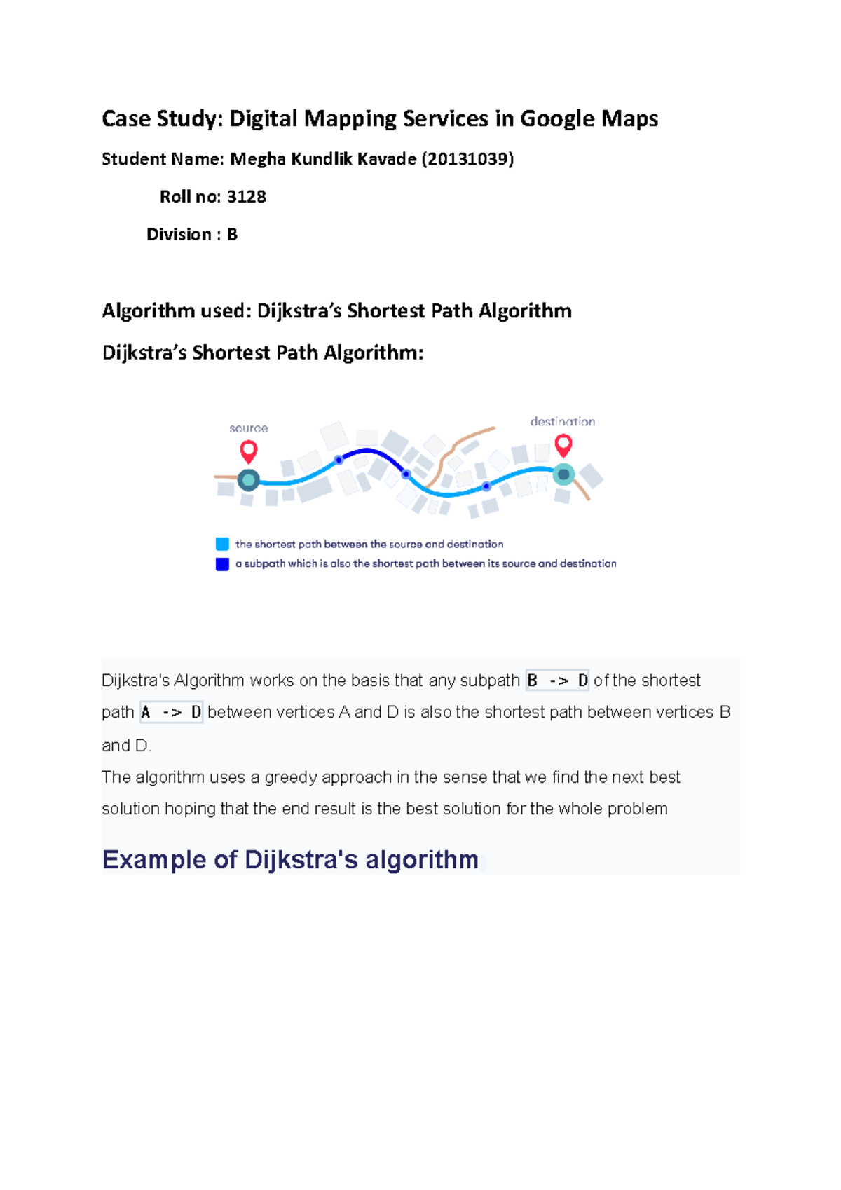 Case Study: Dijkstra’s Algorithm in Google Maps (CS 101) - Studocu