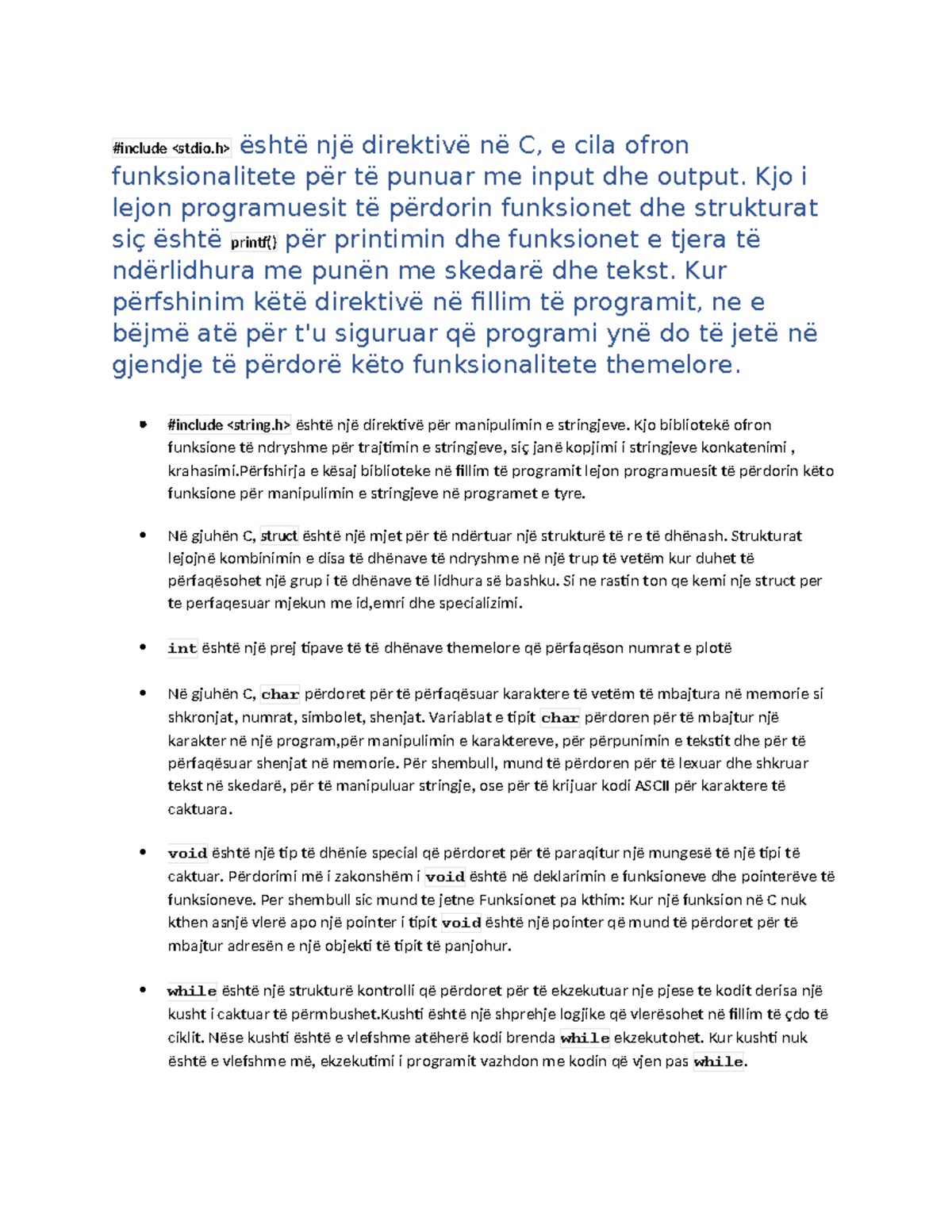 Pershkrim pune programim - #include është një direktivë në C, e cila ...