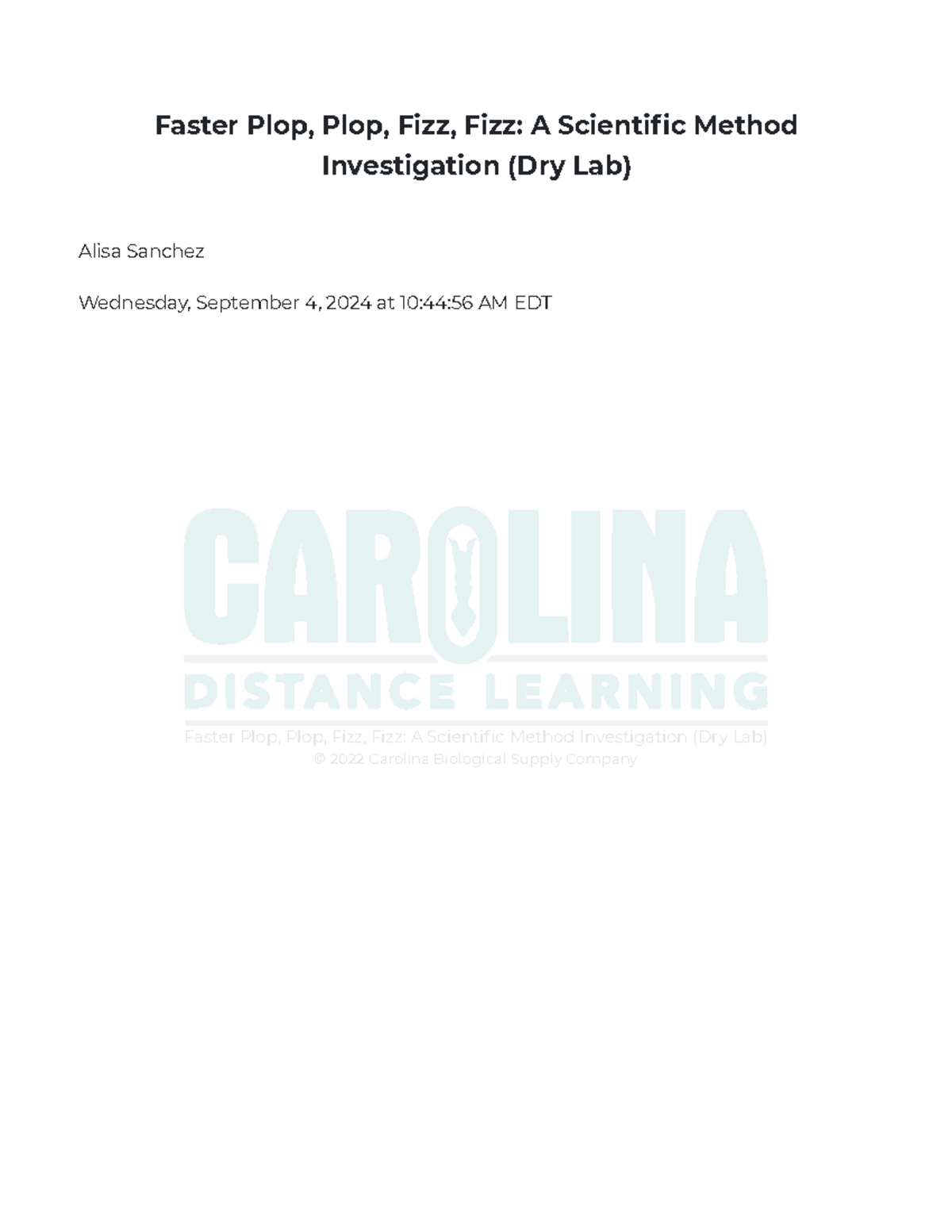 Scientific Method Analysis - Lab Work (Dry Lab Investigation) - Studocu