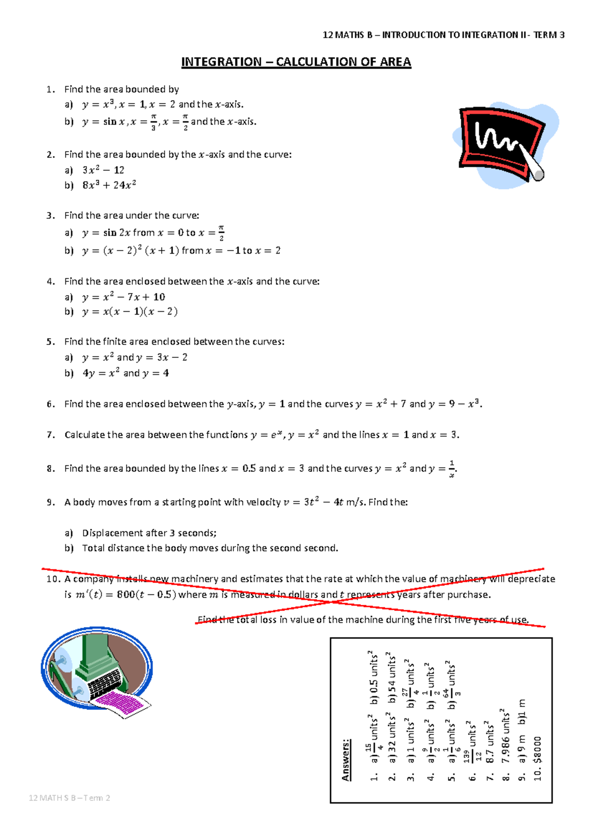 12 MATHS B TERM 3 INTEGRATION: AREA CALCULATION NOTES - Studocu