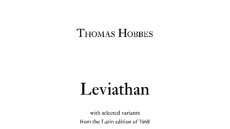 HOBBES 101: Analyzing Leviathan's Insights on Human Nature - Studocu