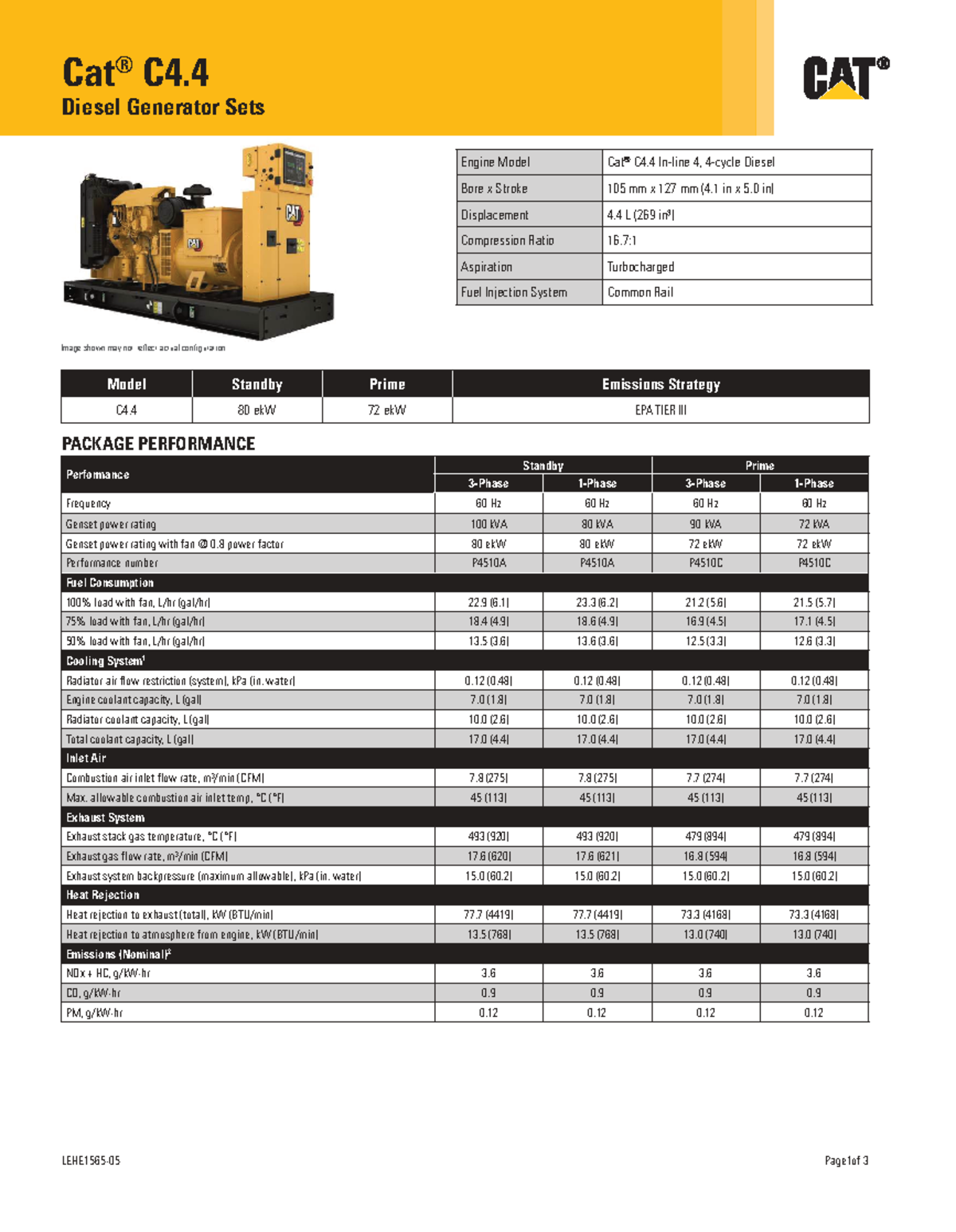 C4.4 Diesel Generator Sets Specifications and Performance Data - Studocu