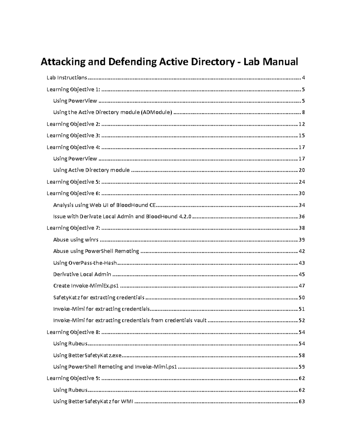 Active Directory Lab Manual V1: Detailed Lab Instructions & Objectives ...