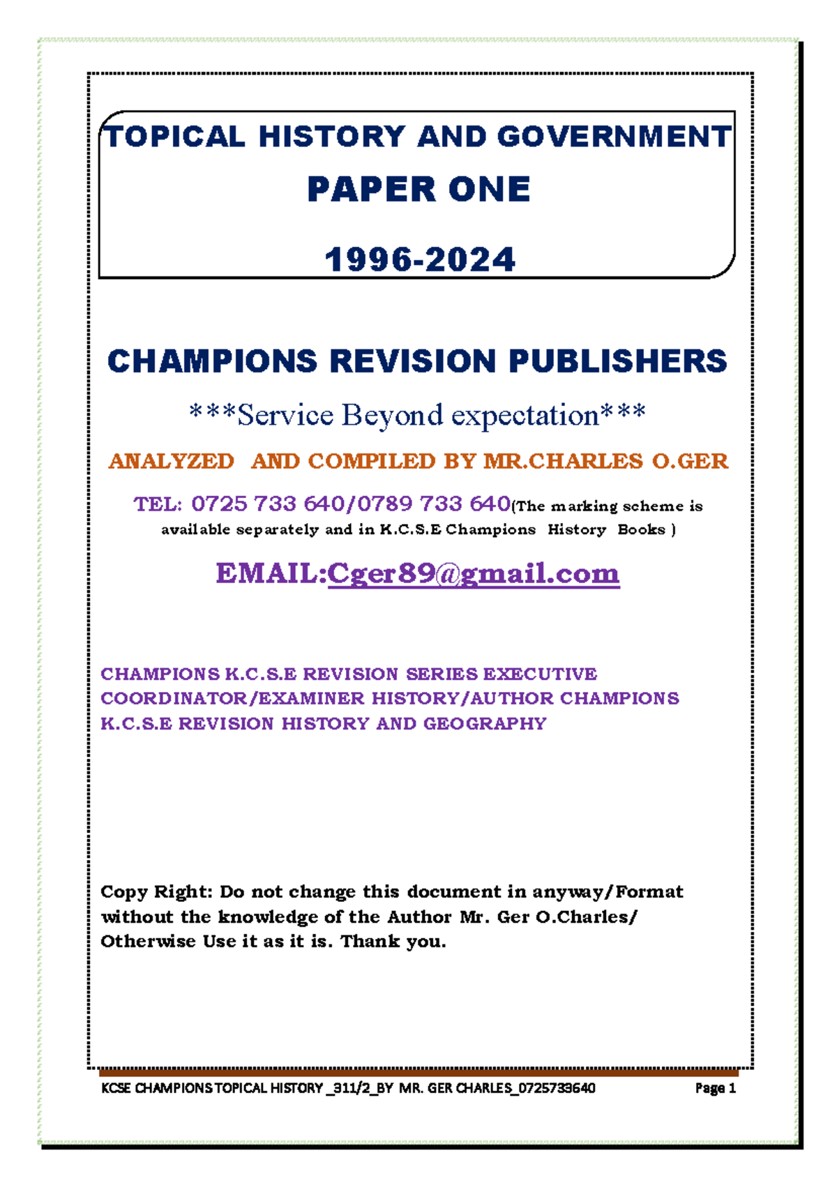 HIST Topicals Paper 2 UPTO 2024 BY MR.GER Updated 2025 JAN - TOPICAL ...