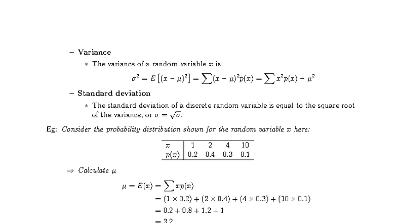 Discrete Random Variables: Variance & Standard Deviation Practice ...