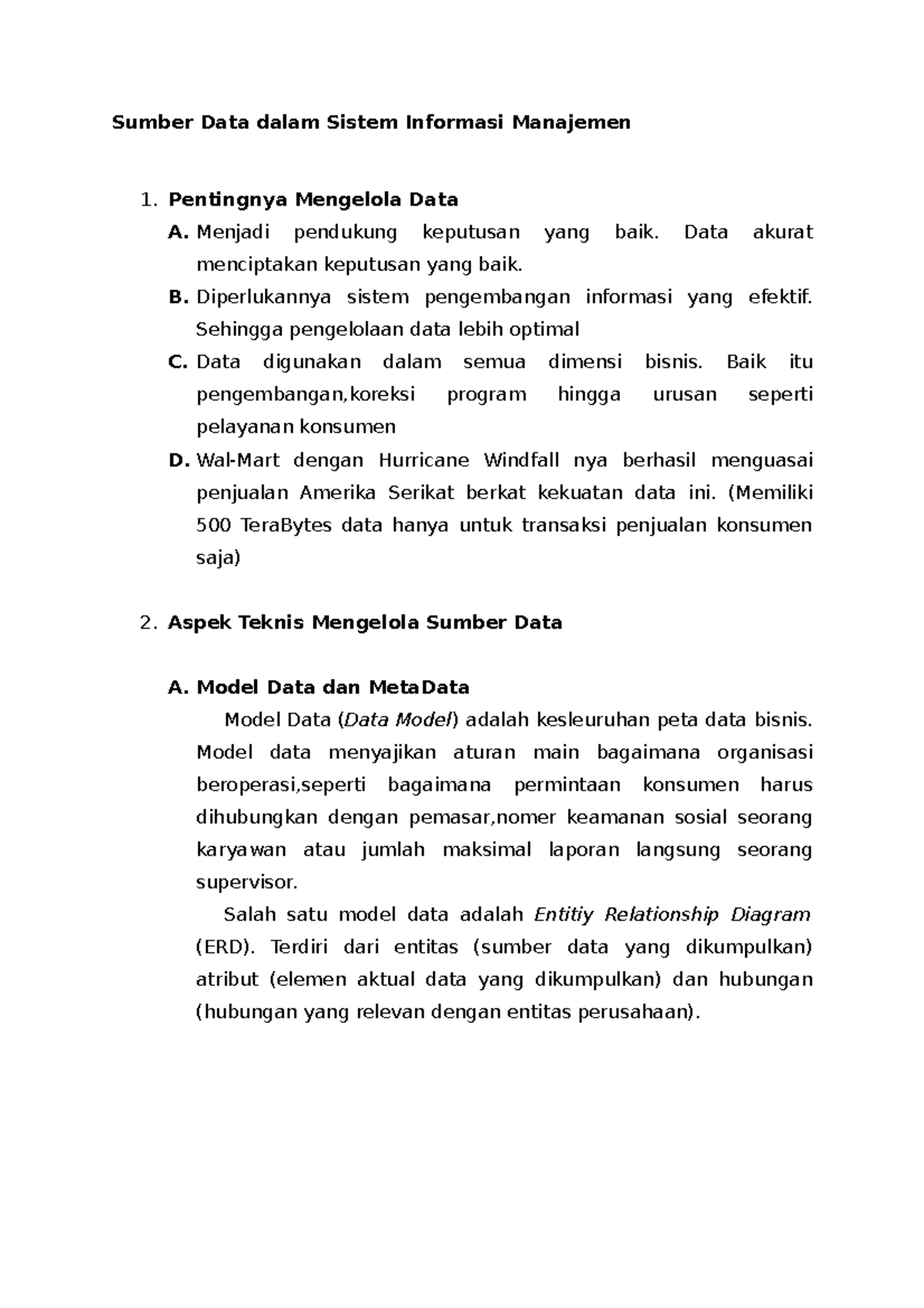 Sumber Data dalam Sistem Informasi Manajemen: Panduan & Praktik - Studocu