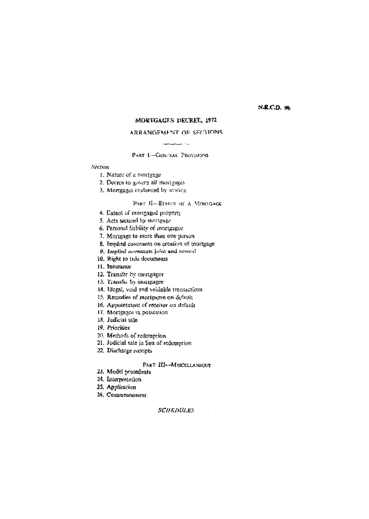 MORTGAGES DECREE, 1972: Comprehensive Overview and Key Provisions - Studocu