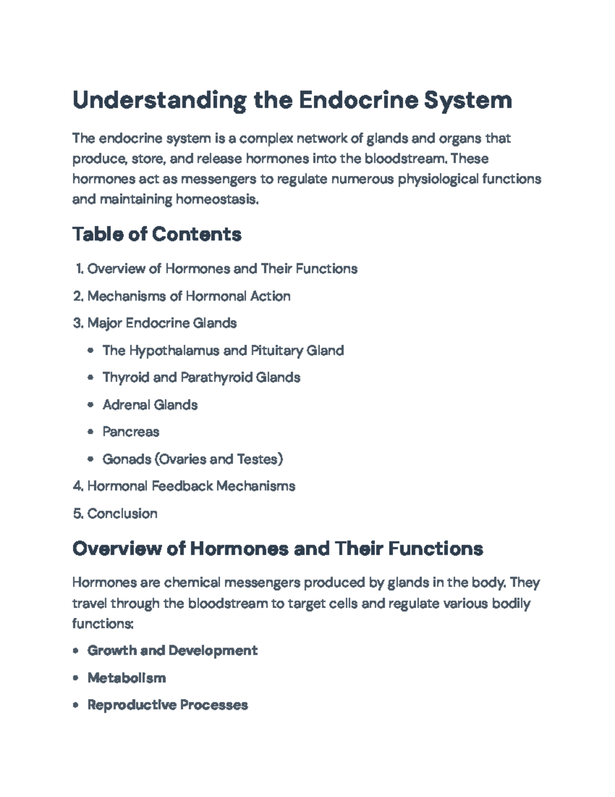 Endocrine System Overview: Hormones, Glands, and Feedback Mechanisms ...