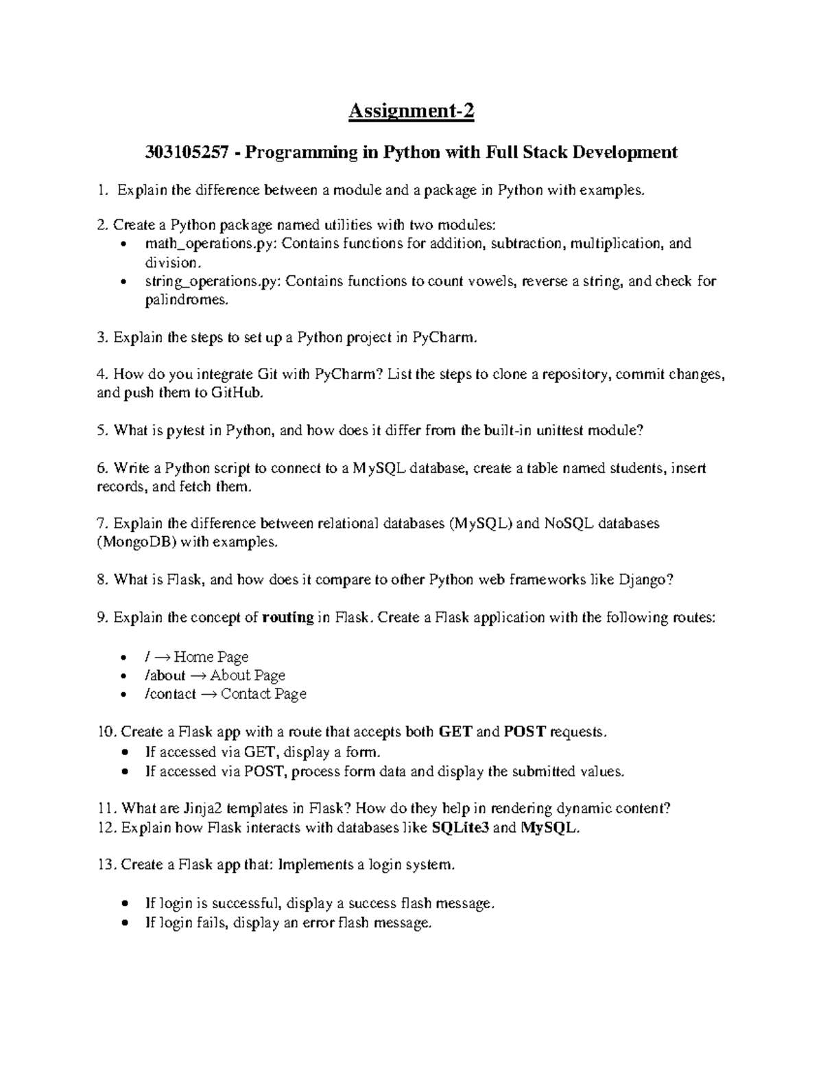 Assignment-2 - assignment - Assignment- 303105257 - Programming in Python with Full Stack - Studocu