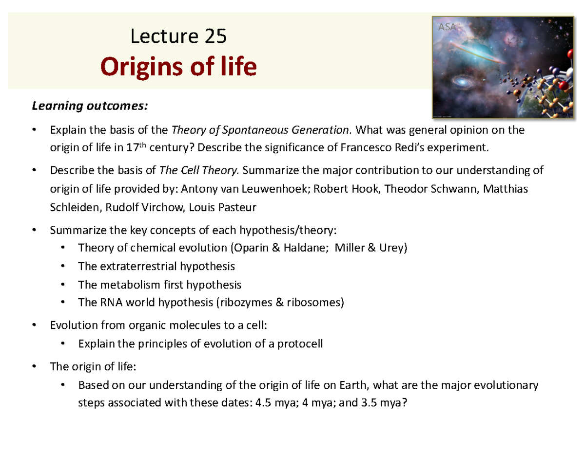 Origins of Life: Theories, Experiments, and Key Discoveries (BIO 101 ...