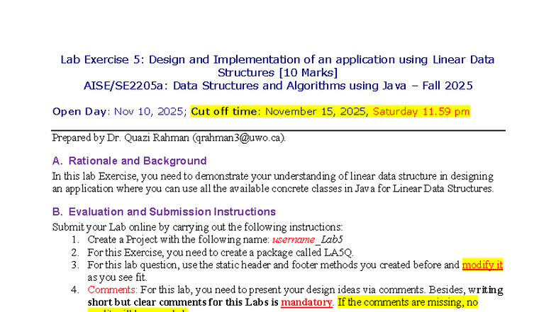 Lab Exercise 5: Linear Data Structures Application Design (CS101) - Studocu