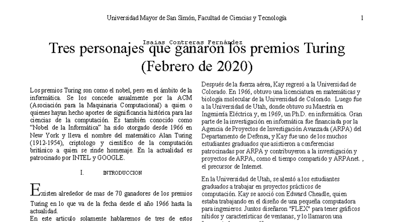 Premios Turing: Tres Innovadores en Ciencias de la Computación - Studocu