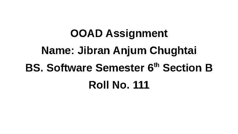 OOAD Assignment 1: UML Diagrams & Subsystem Design Analysis - Studocu