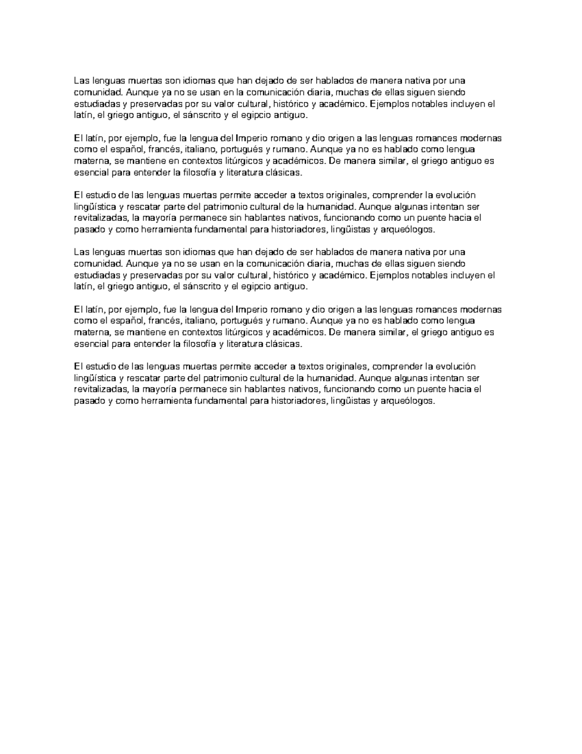 Lenguas Muertas: Importancia Cultural y Académica - Studocu